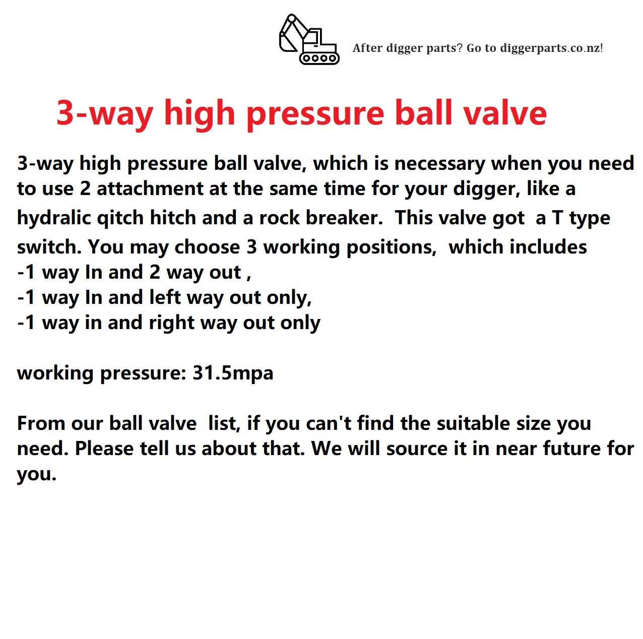 3 way ball valve M36x2 31.5Mpa - 1 pc - Magellan Imports Wellsford