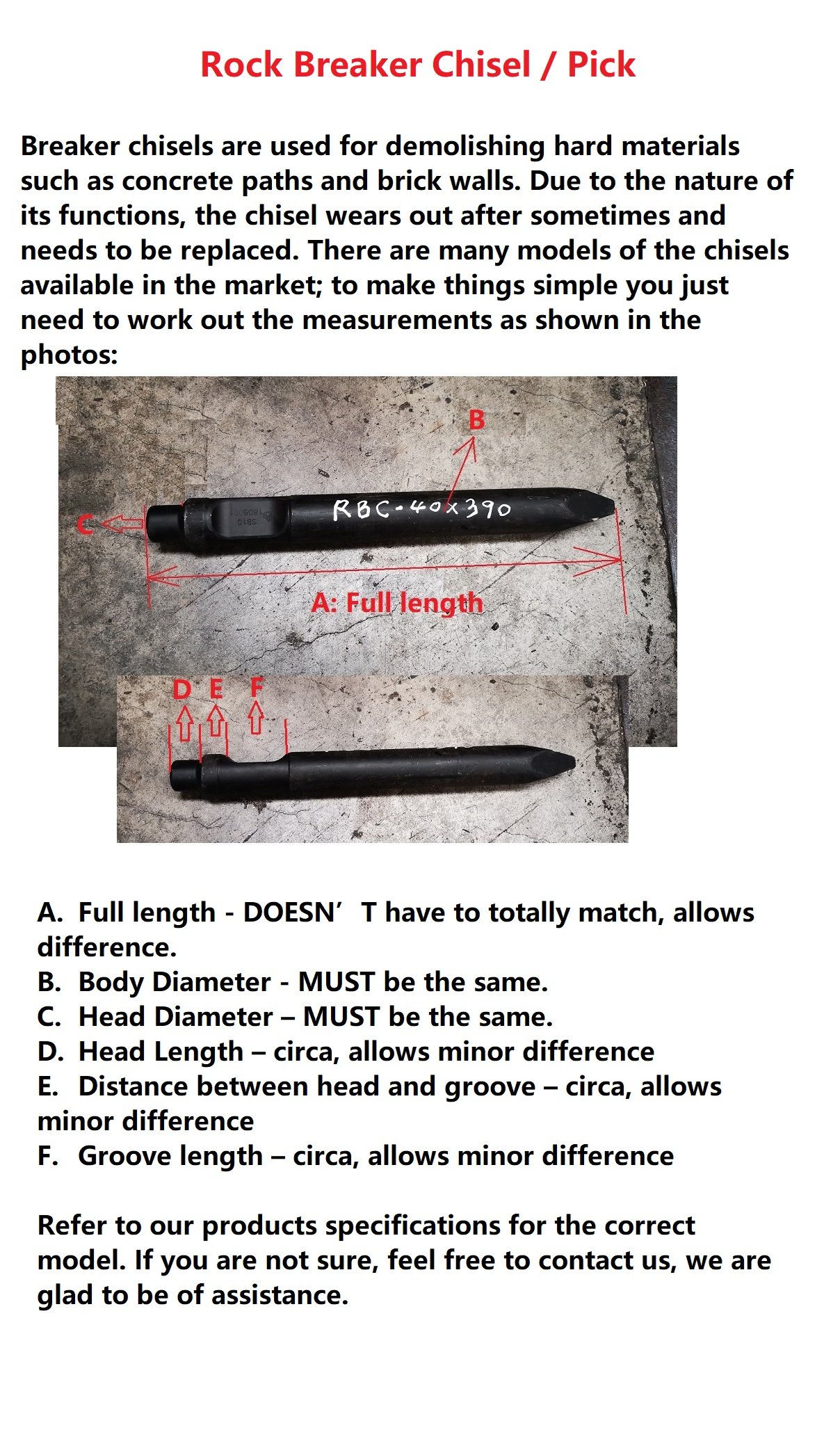 Rock Breaker chisel (98mm OD * 995mm Length) Moil Type - Magellan ...